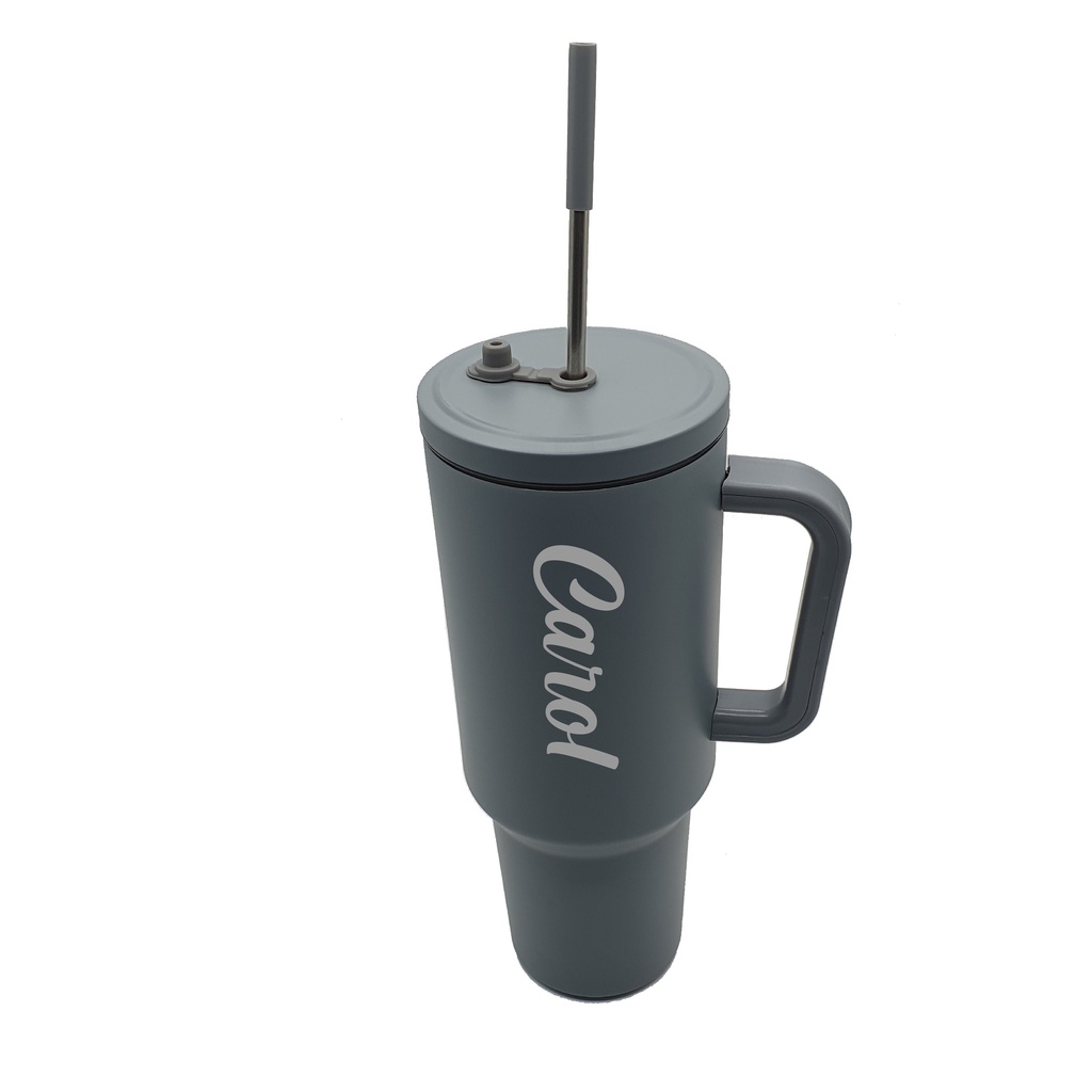 BOTELLA DE ACERO CON ASA Y CARRIZO 40oz/1250ml | Bimark Pty