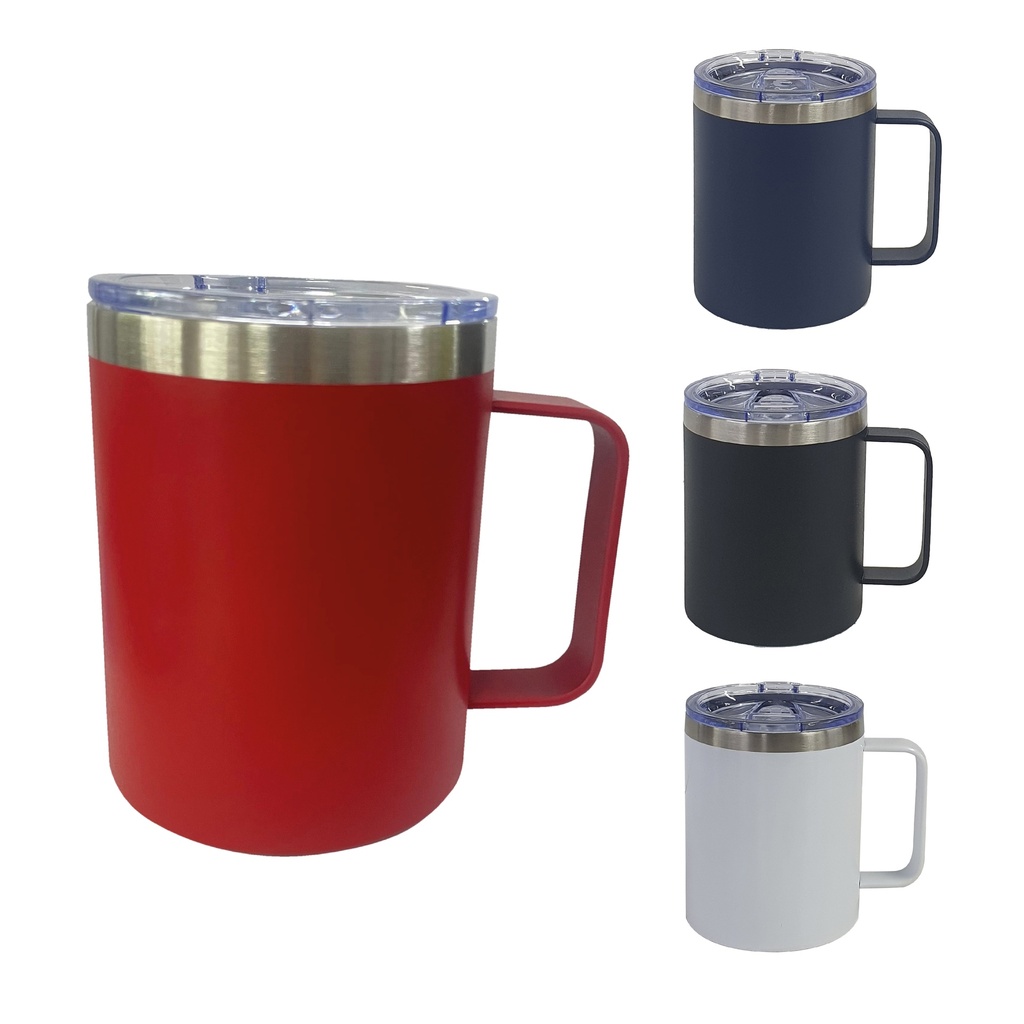 TAZA CAFÉ DE ACERO INOXIDABLE Y TAPA CLEAR | Bimark Pty
