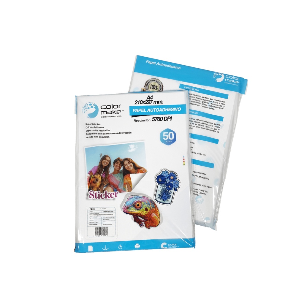 PAPEL ADHESIVO GLOSSY COLORMAKE | Bimark Pty